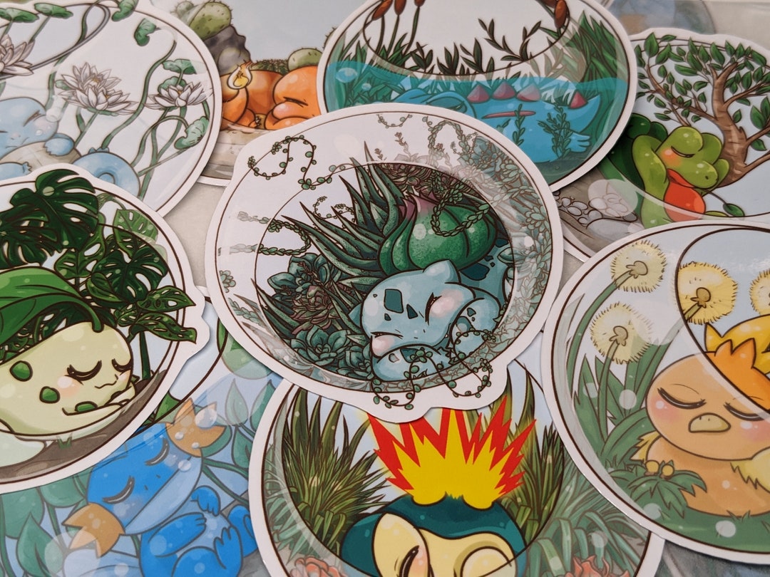 Terrarium Vinyl Stickers – 1st Gen Starters, Fire, Grass, Water - Etsy