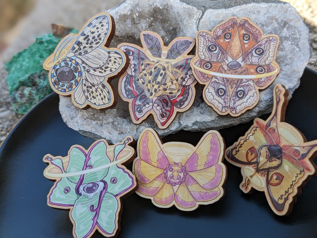 Biblically Accurate Moth Wooden Pin: Angelic Insect Art (38mm) - Etsy