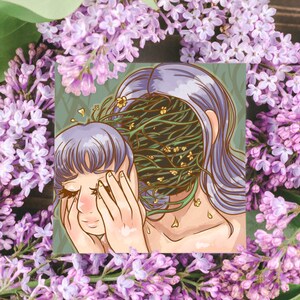 Masked Print - Sad Plant Girl Hour - Art Print - 8x8 - Mental Health ...