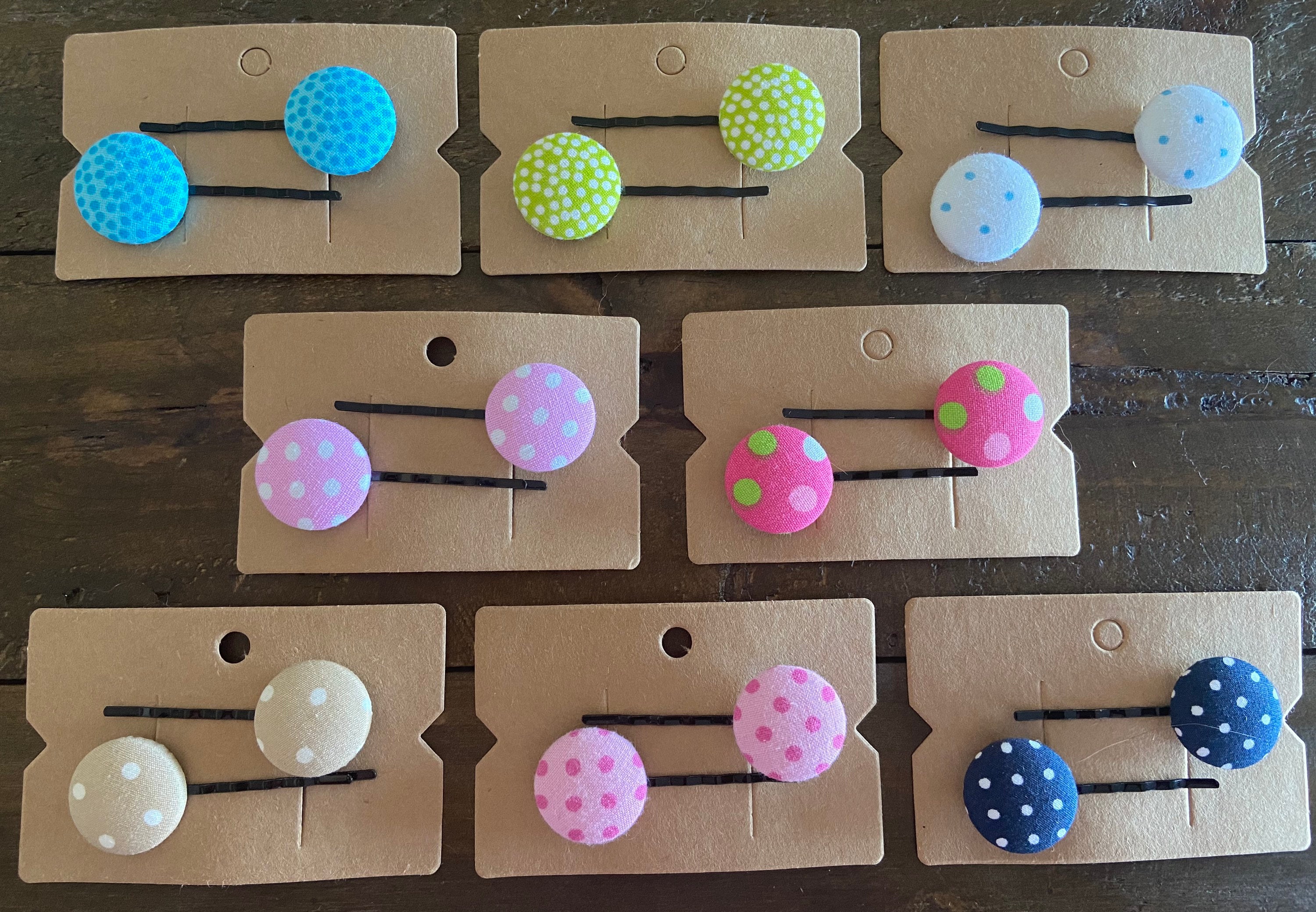 Fabric Button Hair Slides - Polka Dot Range - Hair Clips - Etsy