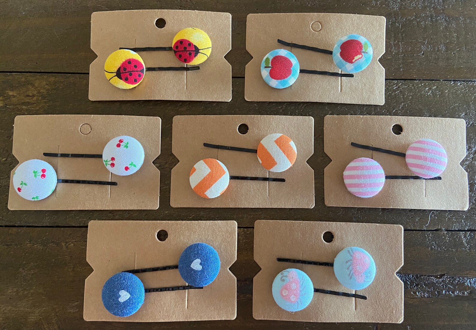 Fabric Button Hair Slides - Animals, Fruit and Patterns - Hair Clips - Etsy
