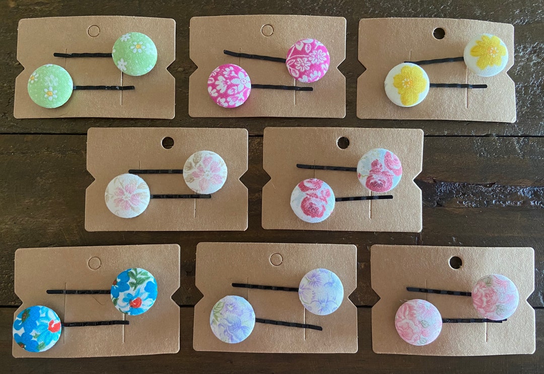 Fabric Button Hair Slides - Flower Range - Floral Hair Clips - Etsy