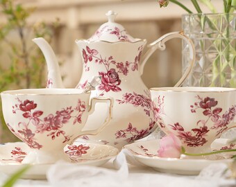 Red Rose Tea Cup - Etsy