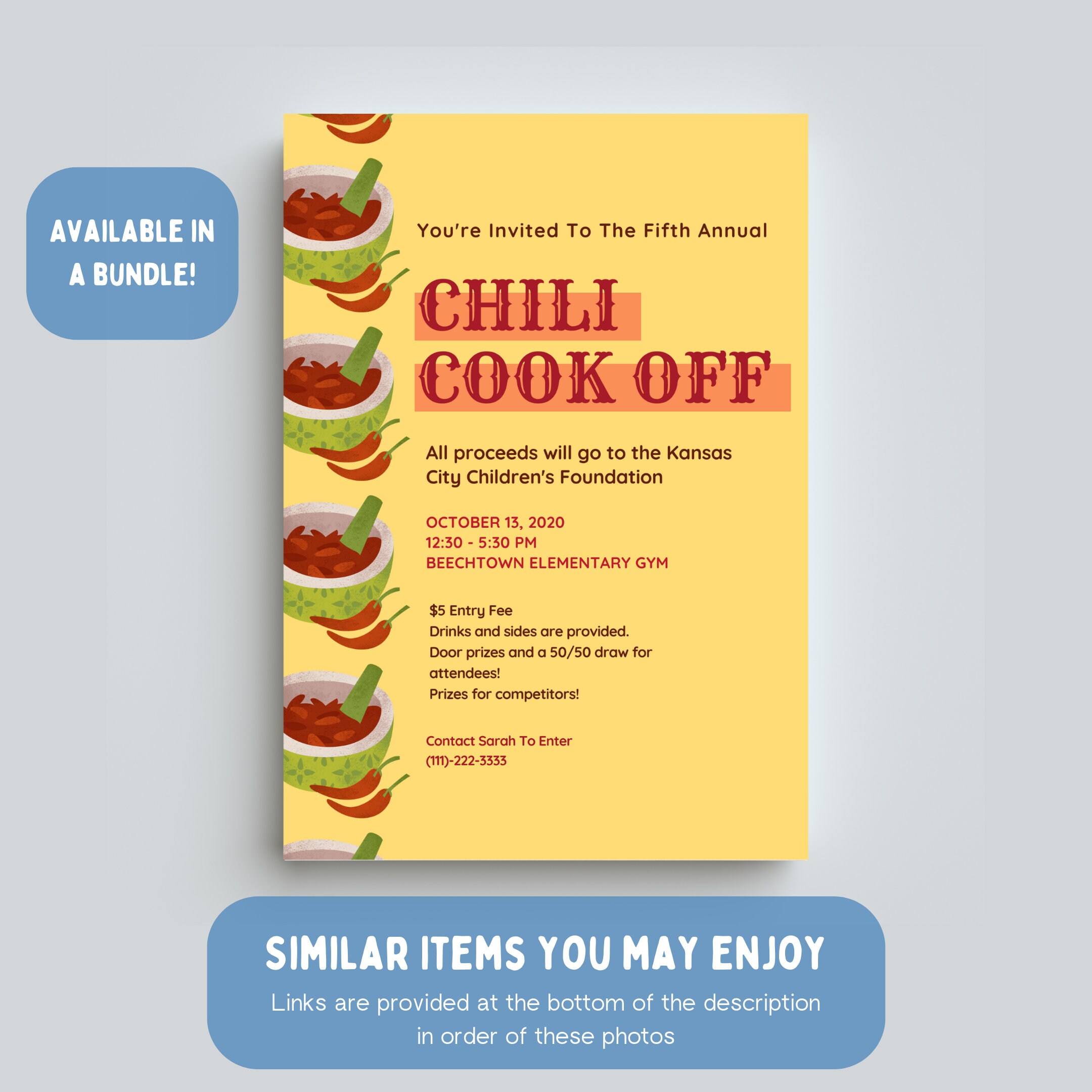 EDITABLE Chili Cook off Printables Includes Flyer Poster - Etsy Canada