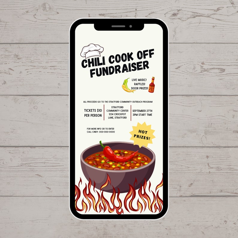EDITABLE Chili Cook off Fundraiser Printables | Includes Flyer, Poster ...