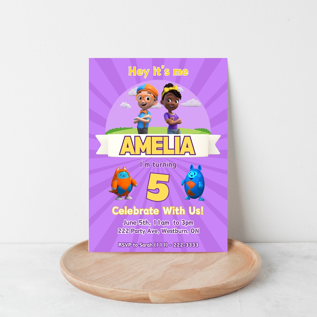 EDITABLE Blippi and Meekah Birthday Party Invitation Template Printable ...