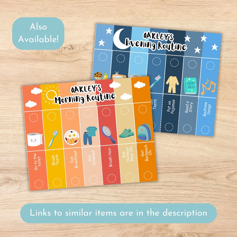 EDITABLE Morning and Evening Routine Charts for Kids Printable Template ...