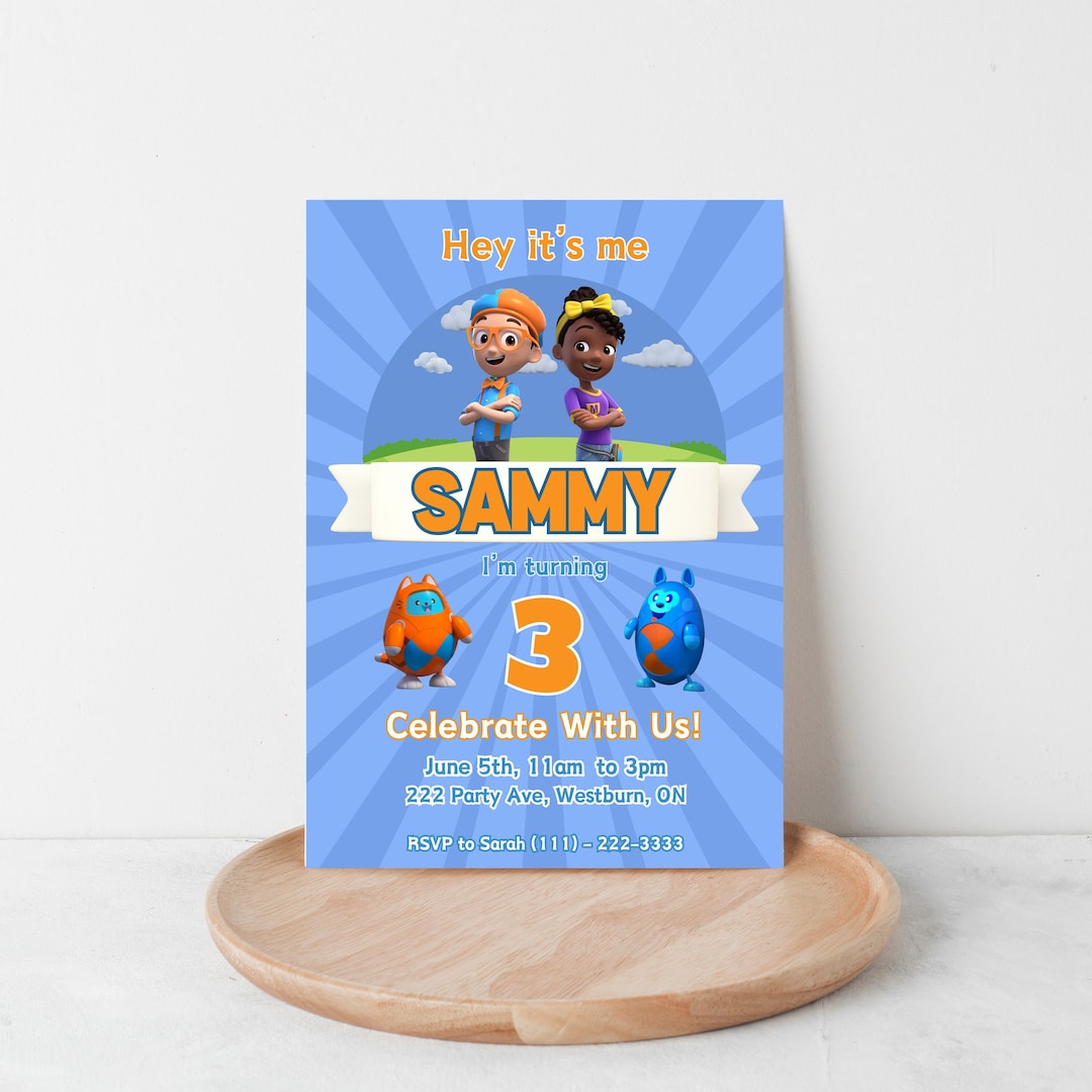 EDITABLE Blippi and Meekah Birthday Party Invitation Template - Etsy