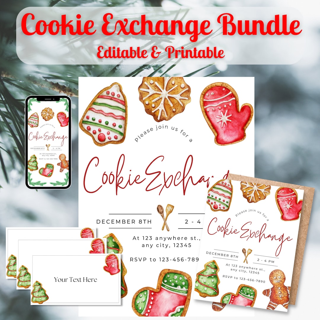 PRINTABLE AND EDITABLE Christmas Cookie Exchange Bundle | Includes ...