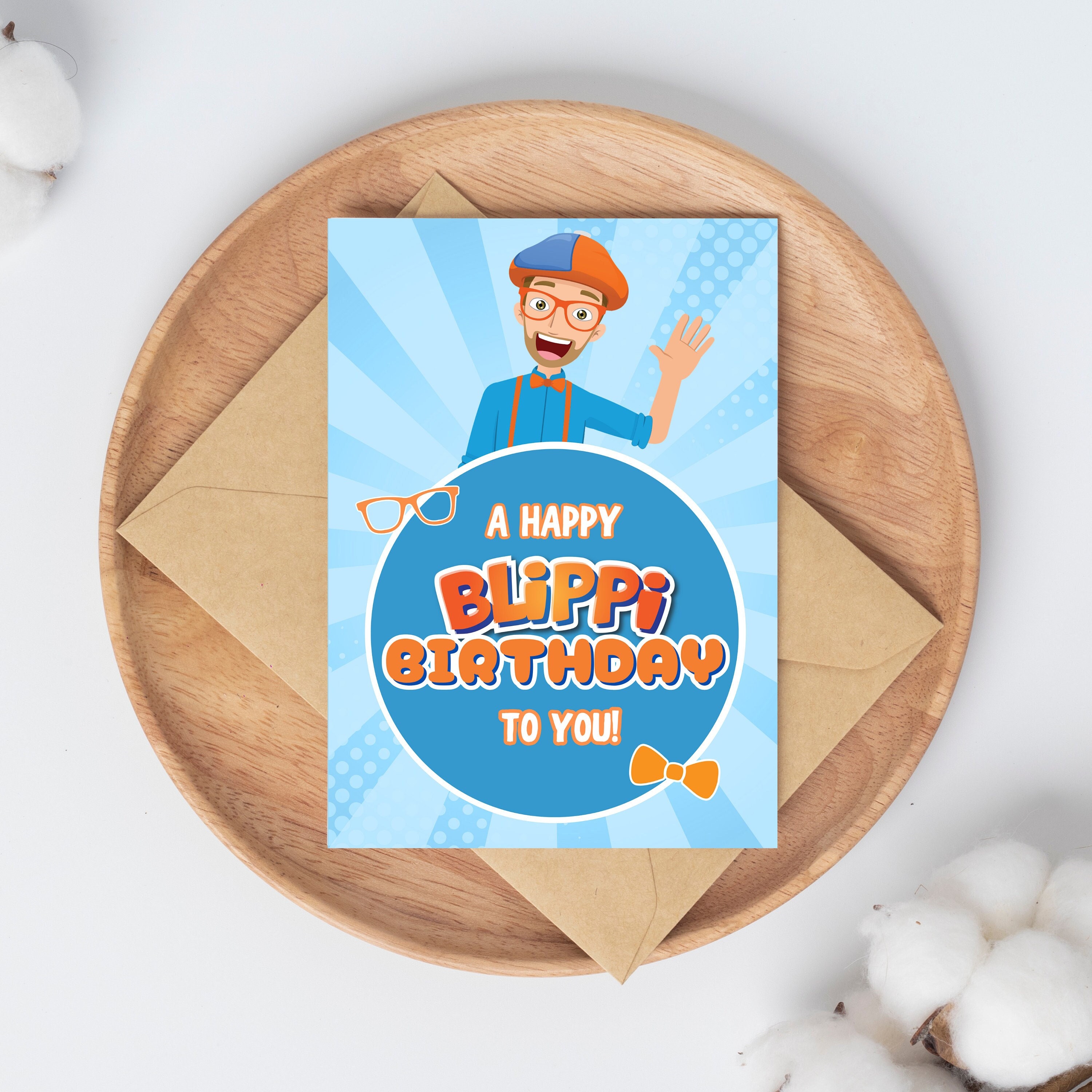 EDITABLE Happy Birthday Card Blippi Themed Birthday Greeting Card ...