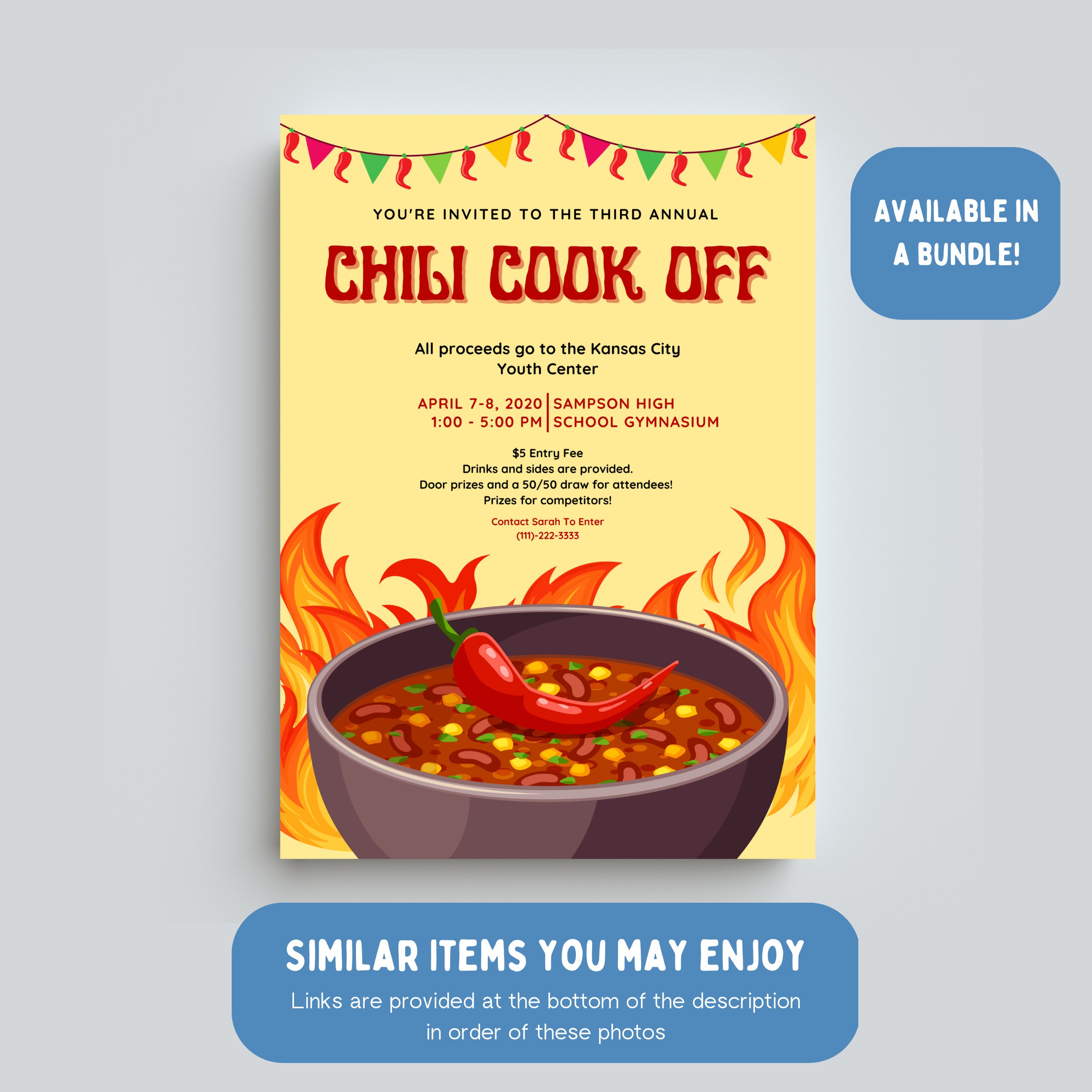 EDITABLE Chili Cook off Printables Includes Flyer, Poster, Digital ...