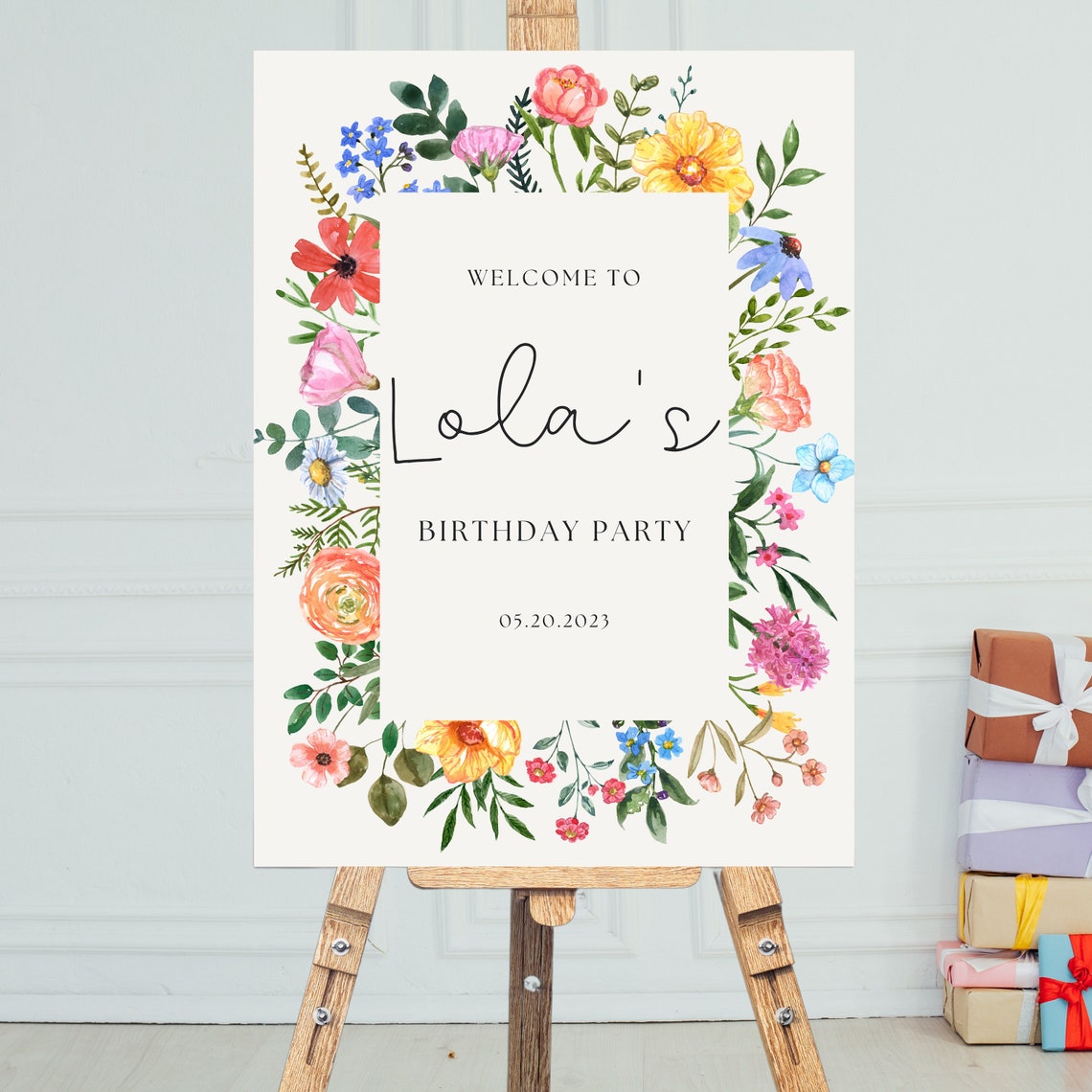 EDITABLE Garden Party Welcome Sign Printable Template Watercolor Floral ...