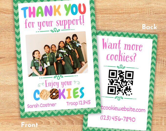 Girl Scout Cookie Thank You Card, Download and Print, Girl Scout Cookie ...