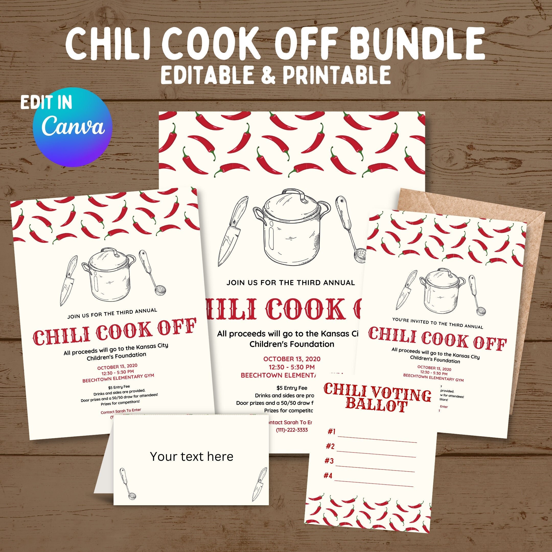EDITABLE Chili Cook off Printables | Includes Flyer, Poster, Invitation ...