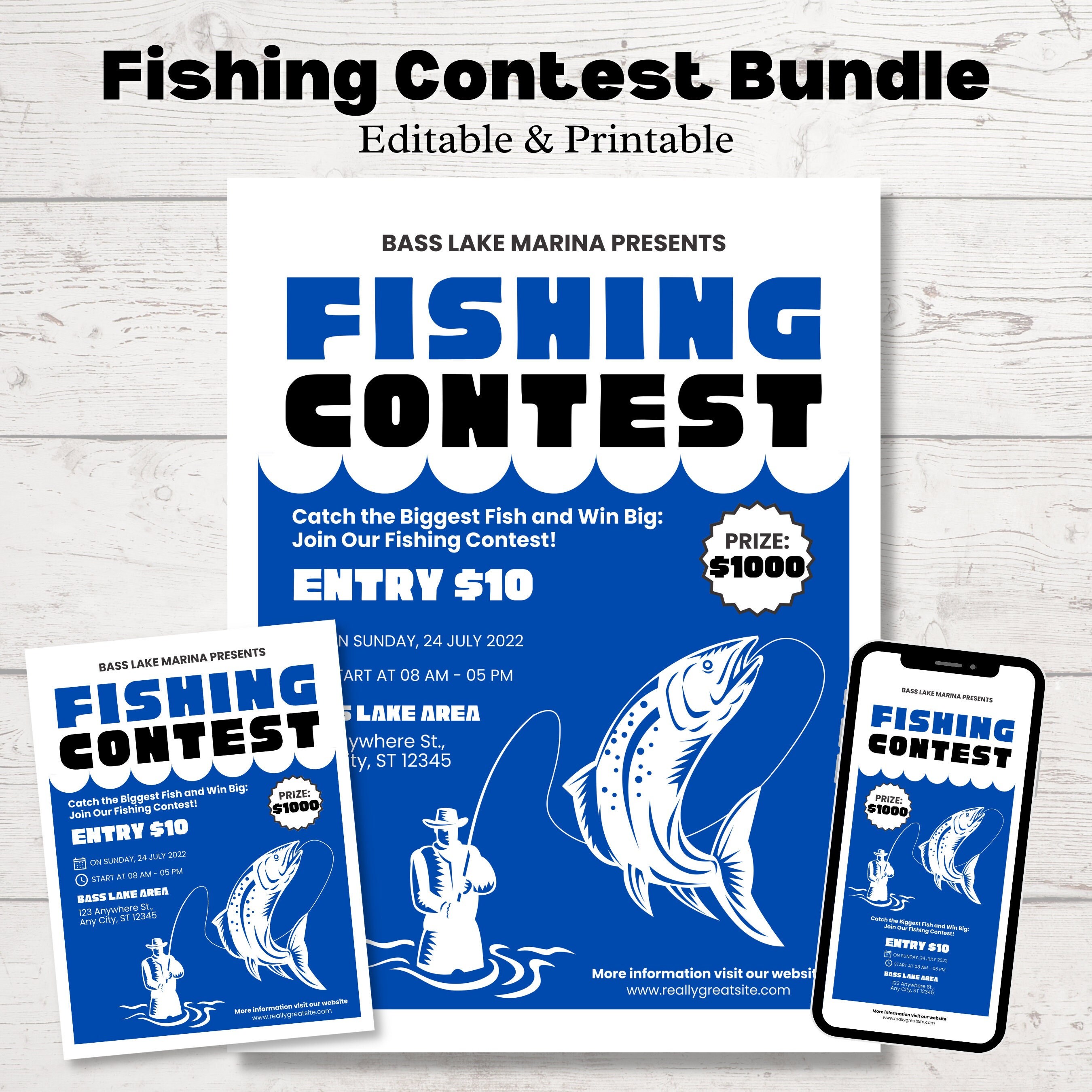 Fishing Contest Template Flyer, Poster, and Digital Flyer - Etsy