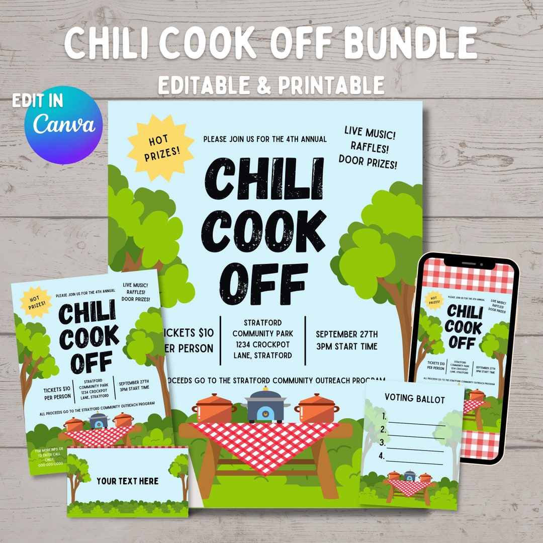 EDITABLE Chili Cook off Printables Includes Flyer, Poster, Digital ...