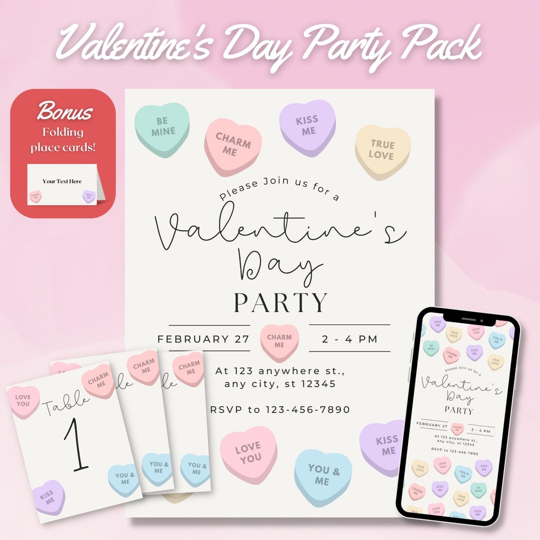 EDITABLE Valentine's Day Party Pack Printables Includes Invitations ...