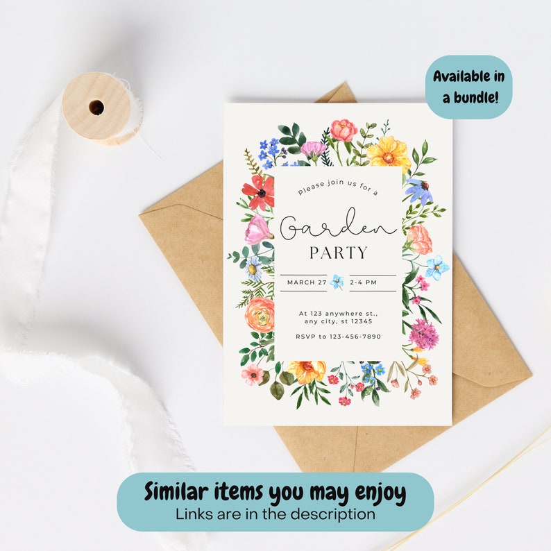 EDITABLE Garden Party Welcome Sign Printable Template Watercolor Floral Entry Sign Easy to ...