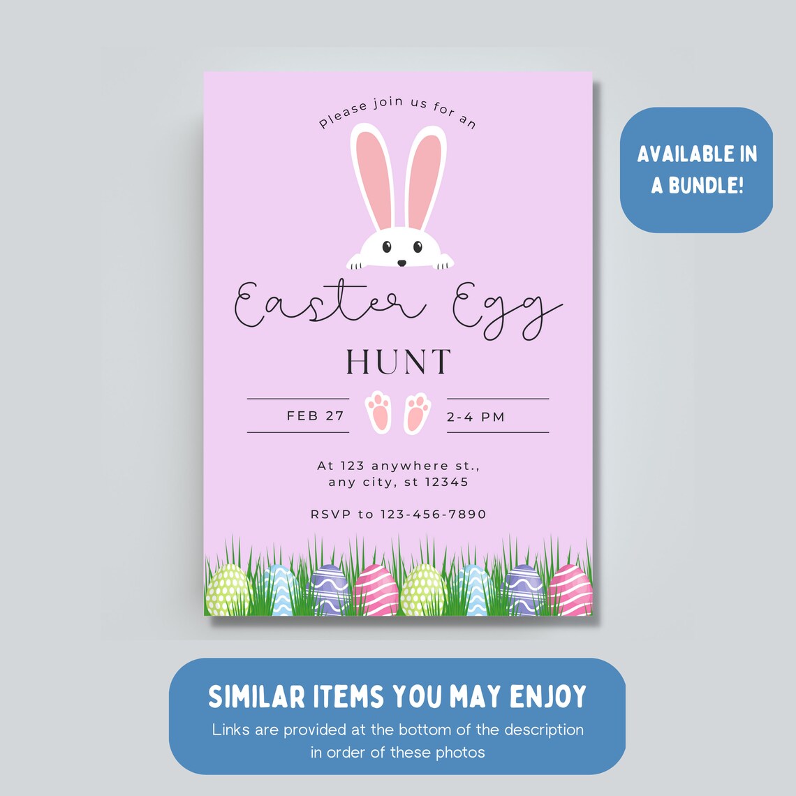 EDITABLE Easter Egg Hunt Bundle Includes Invitation, Virtual Invitation ...