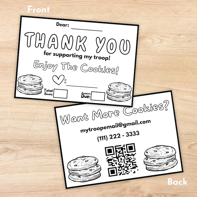 EDITABLE Girl Scout Thank You Note | Printable Cookie Sales Business ...