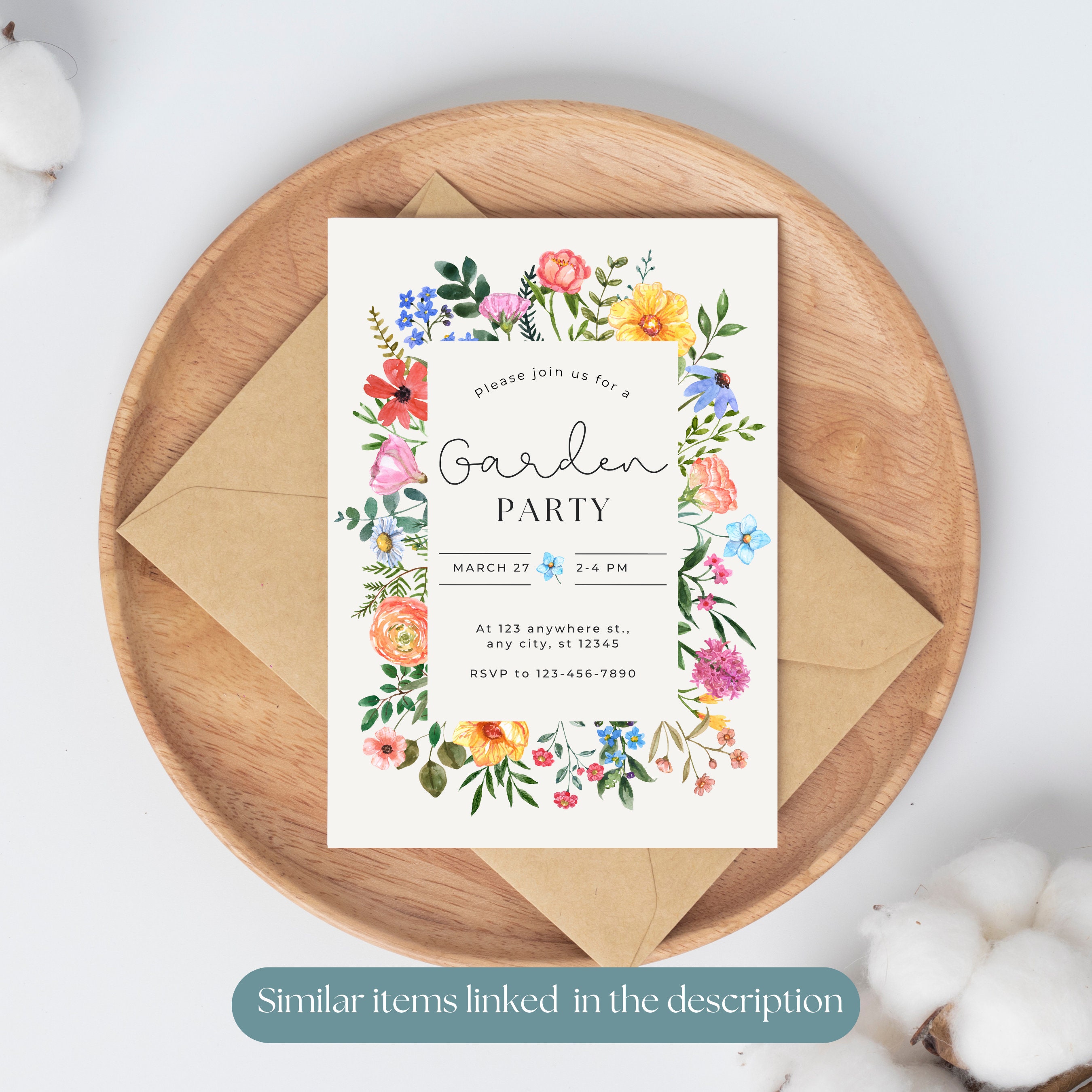 EDITABLE Wildflower Garden Party Bundle Invitation, Digital Invitation ...