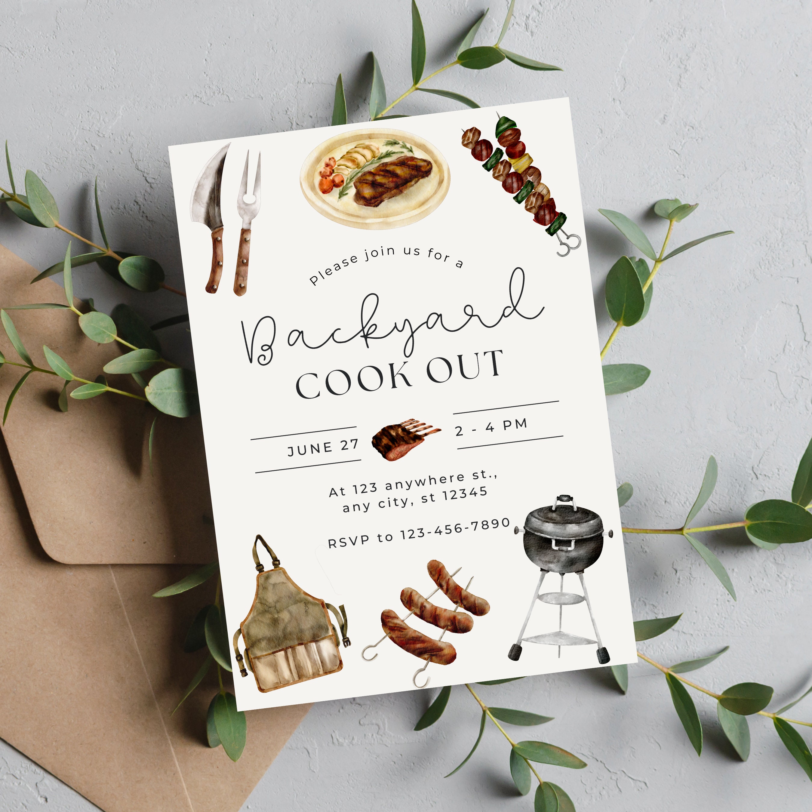 Backyard Cookout Invitation Bundle | Invitation, Digital Invitation ...