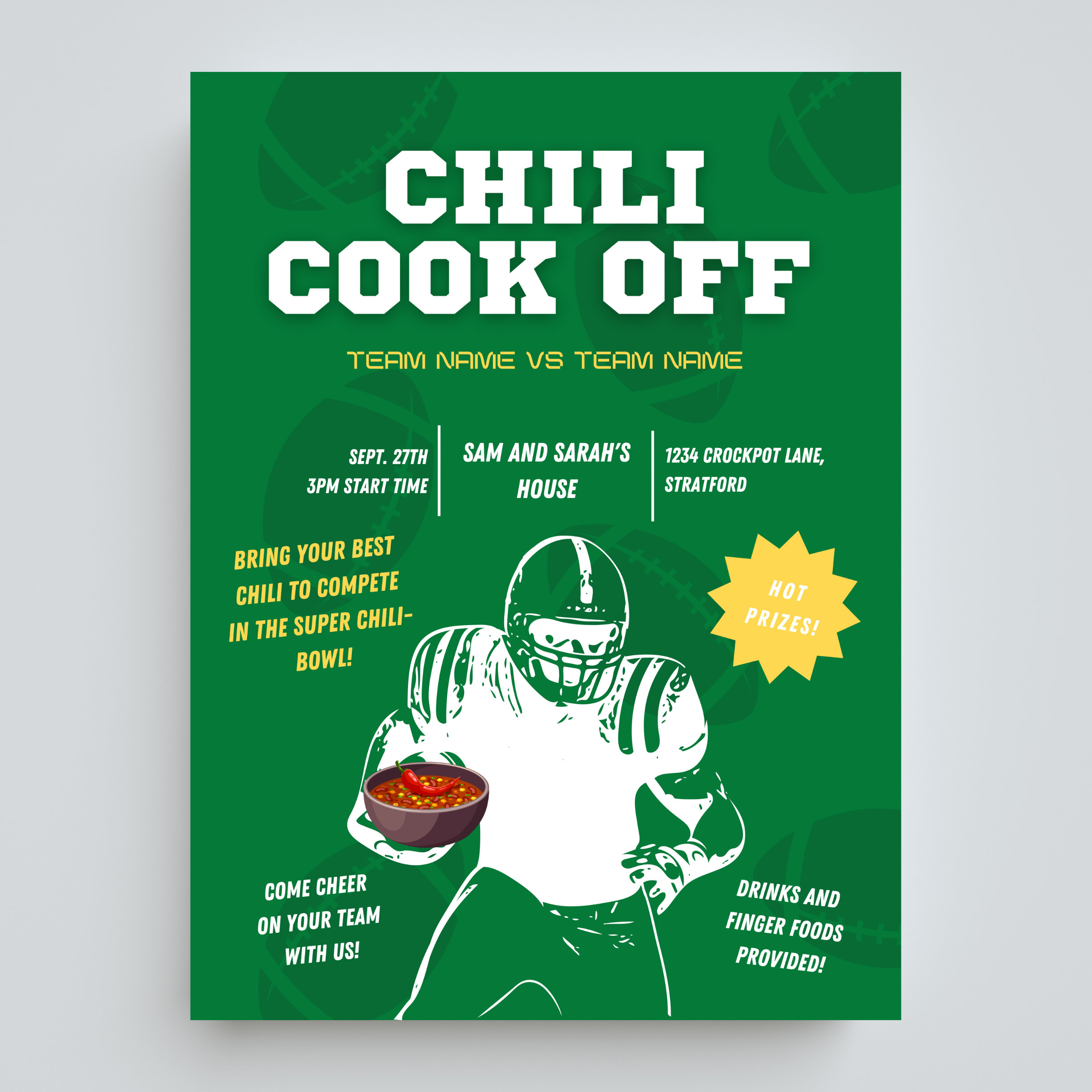 Editable Football Themed Chili Cook off Bundle Includes Invitation ...