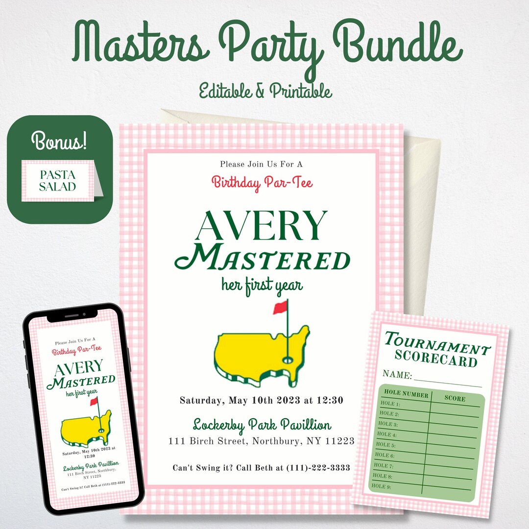 EDITABLE Pink Masters Themed Birthday Party Pack Invitation, Virtual ...