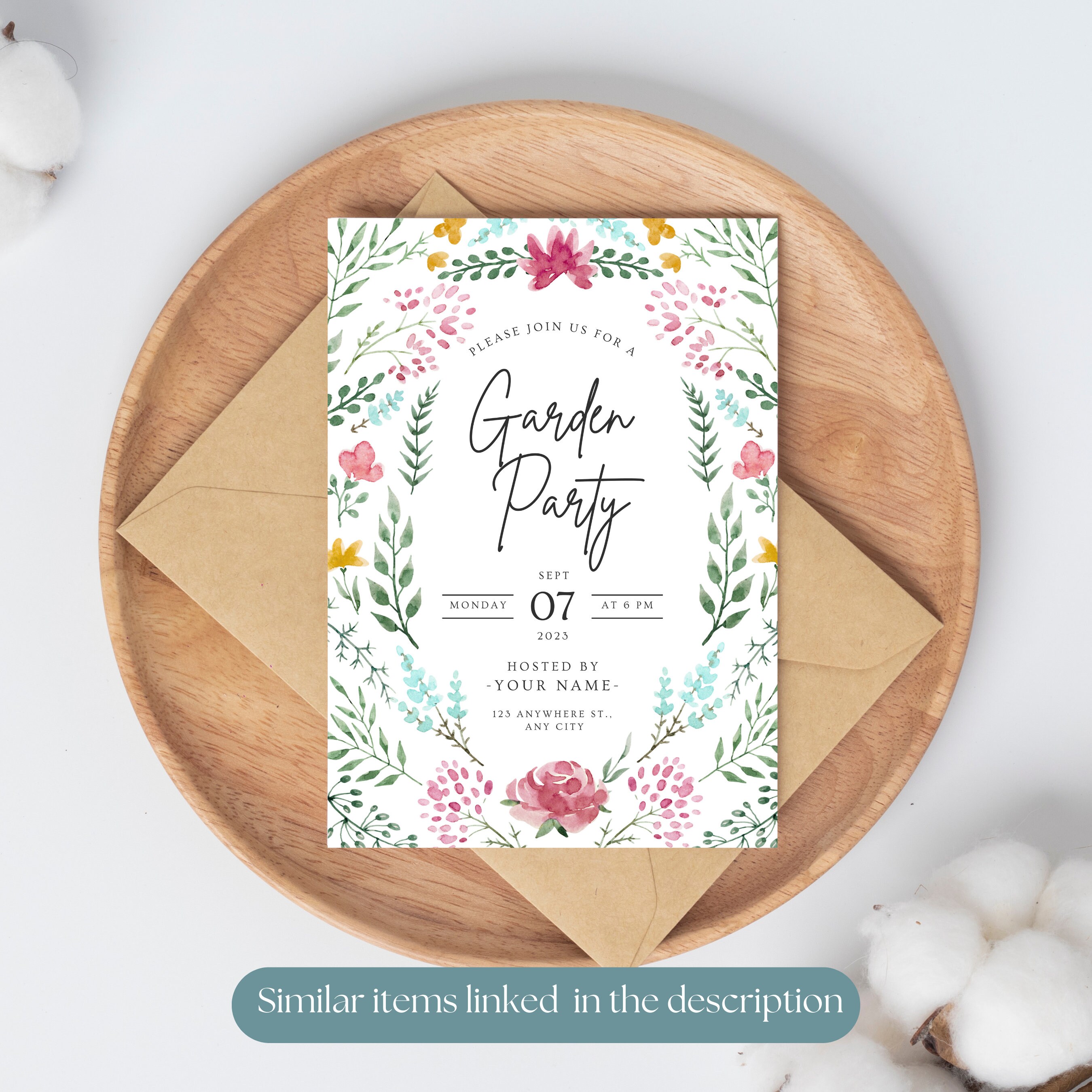 EDITABLE Wildflower Garden Party Bundle Invitation, Digital Invitation ...