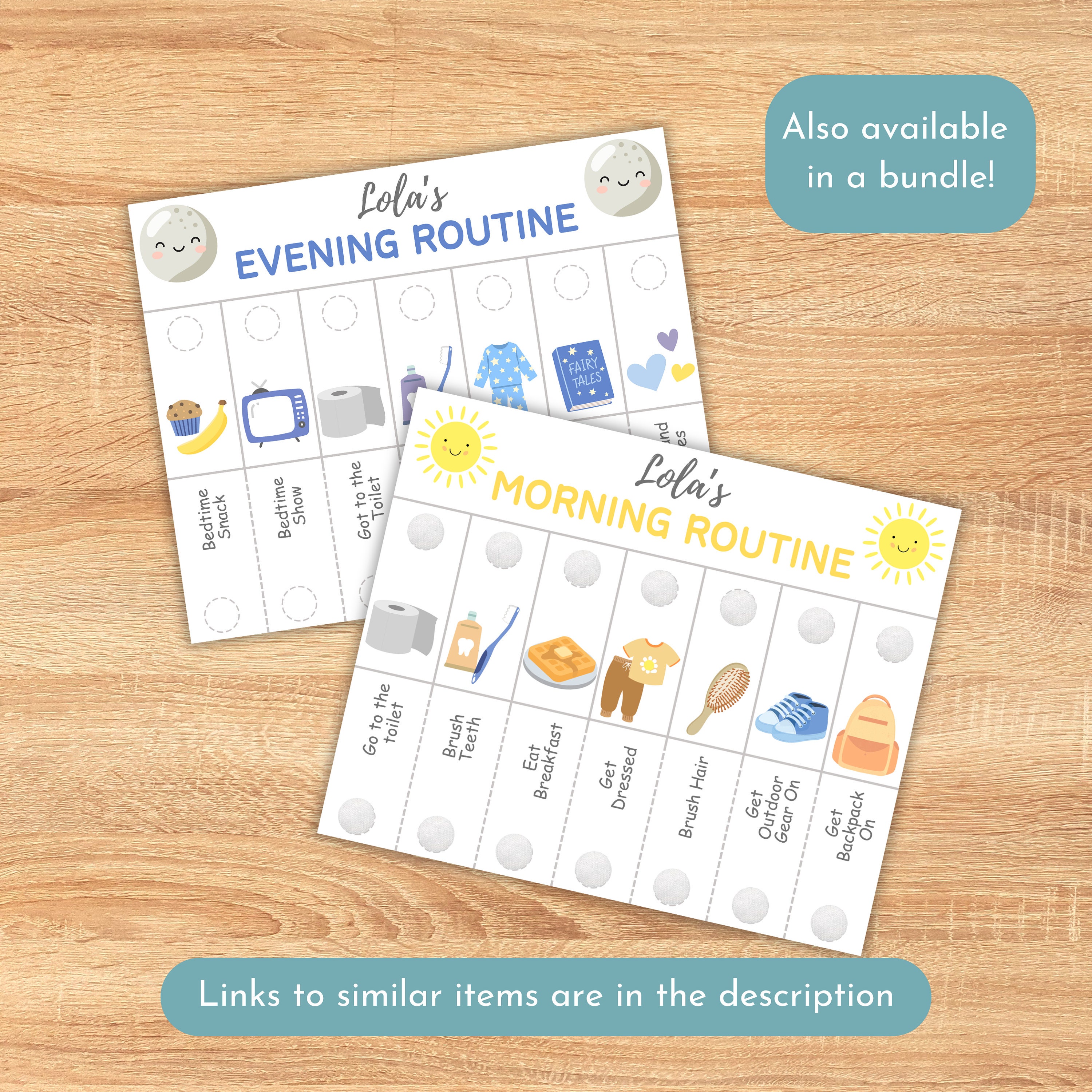 EDITABLE Morning and Evening Routine Charts for Kids Printable Template ...