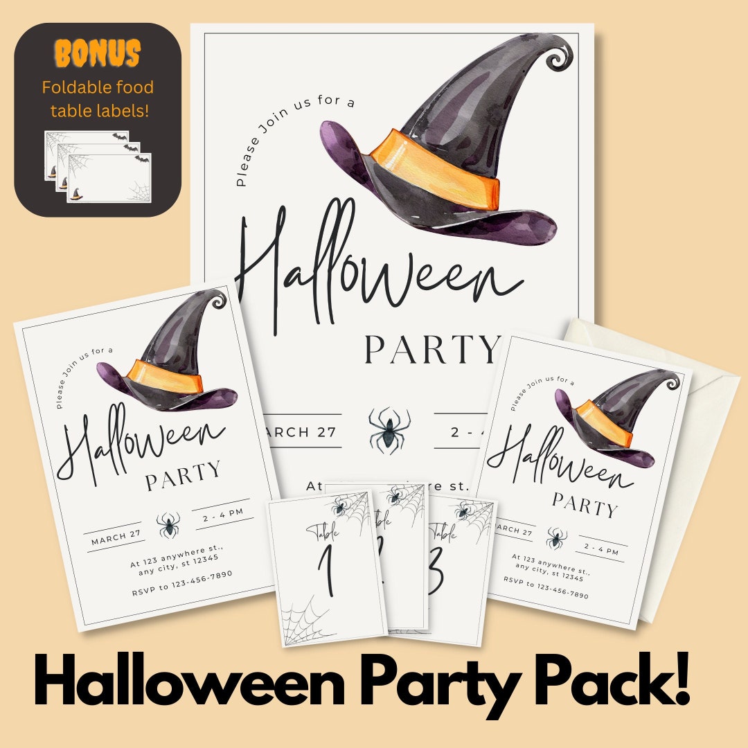 EDITABLE Halloween Party Pack Printables Includes Poster - Etsy