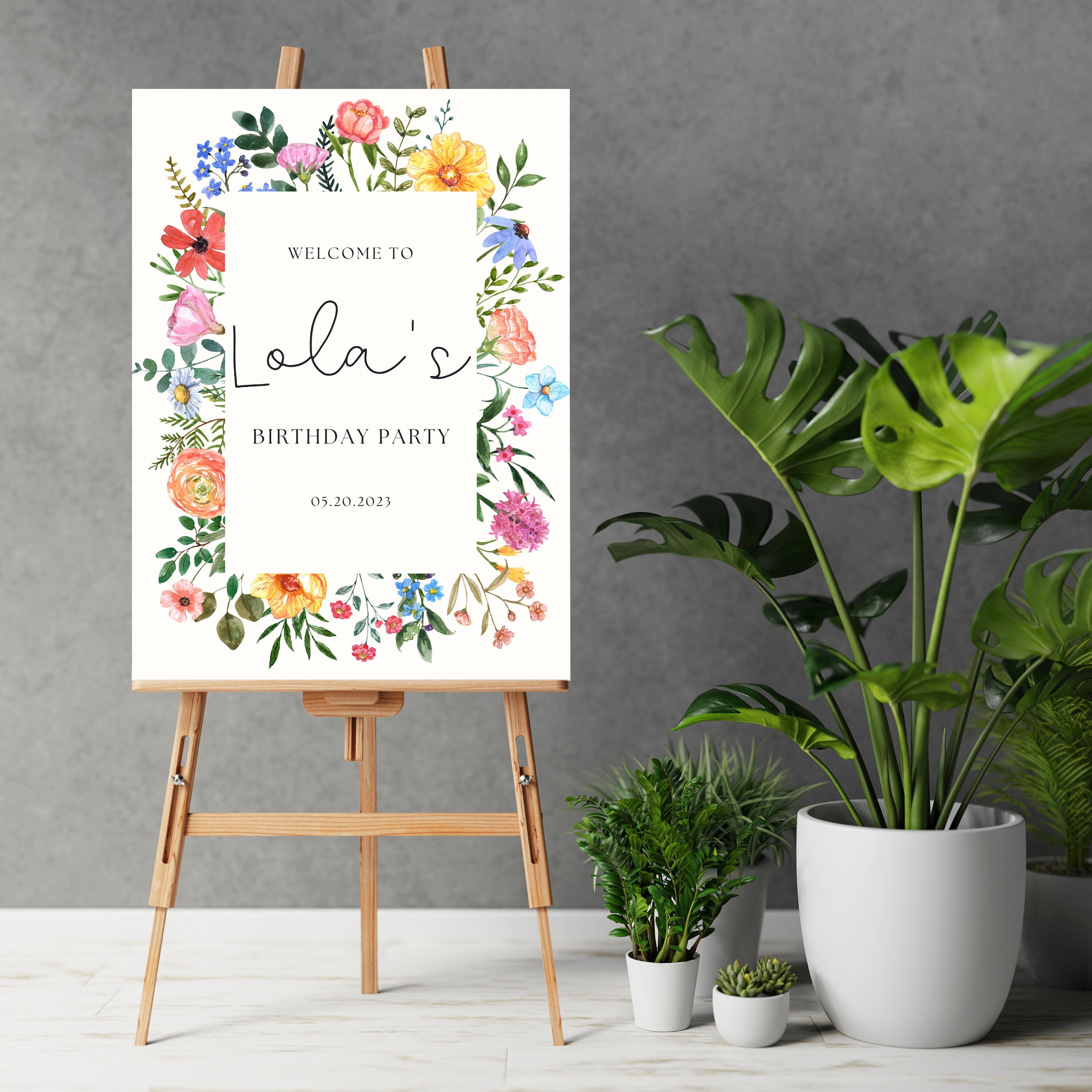 EDITABLE Garden Party Welcome Sign Printable Template Watercolor Floral ...