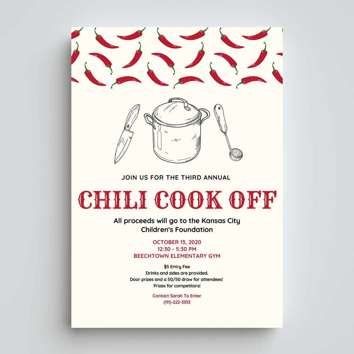 EDITABLE Chili Cook off Printables Includes Flyer Poster - Etsy Canada