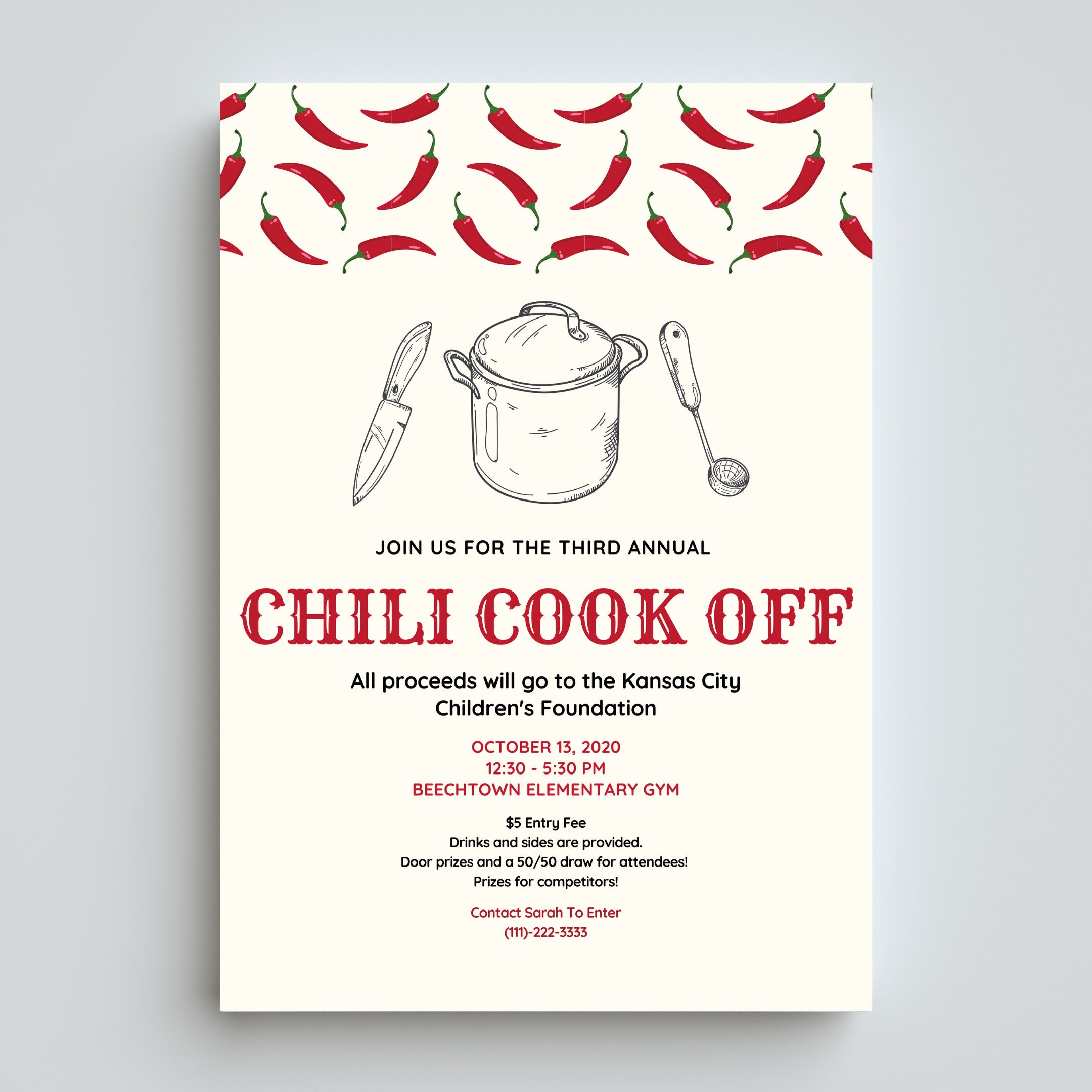 EDITABLE Chili Cook off Printables | Includes Flyer, Poster, Invitation ...