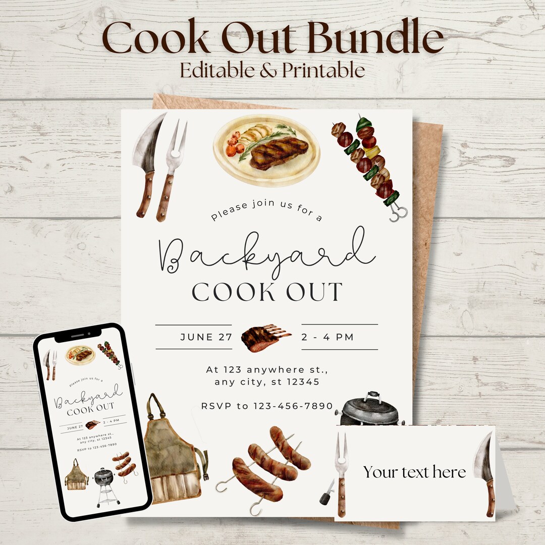 Backyard Cookout Invitation Bundle | Invitation, Digital Invitation ...