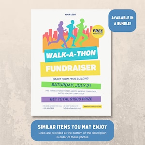 EDITABLE Walk-a-thon Fundraiser Template Bundle | Includes Poster ...