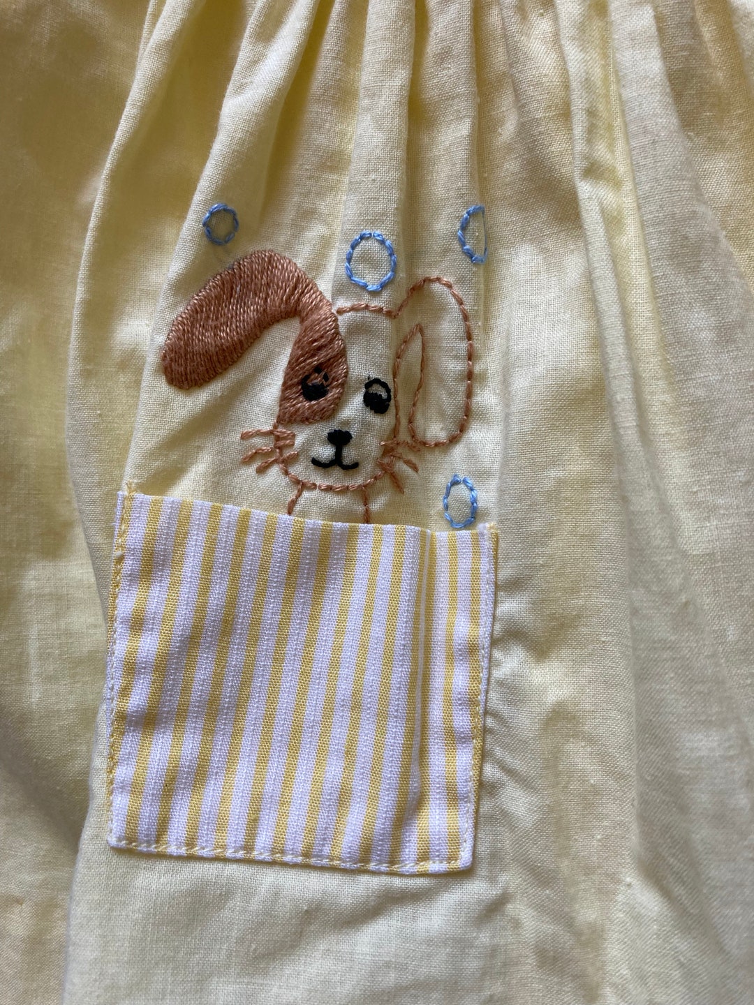 Rare 1950s Yellow Diaper Set With Hand Embroidered Dog / Peter Pan ...