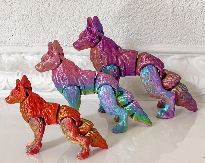 Articulating Wolf 3D Printed Wolf Toy Flexible Fidget Toy Custom Colors ...