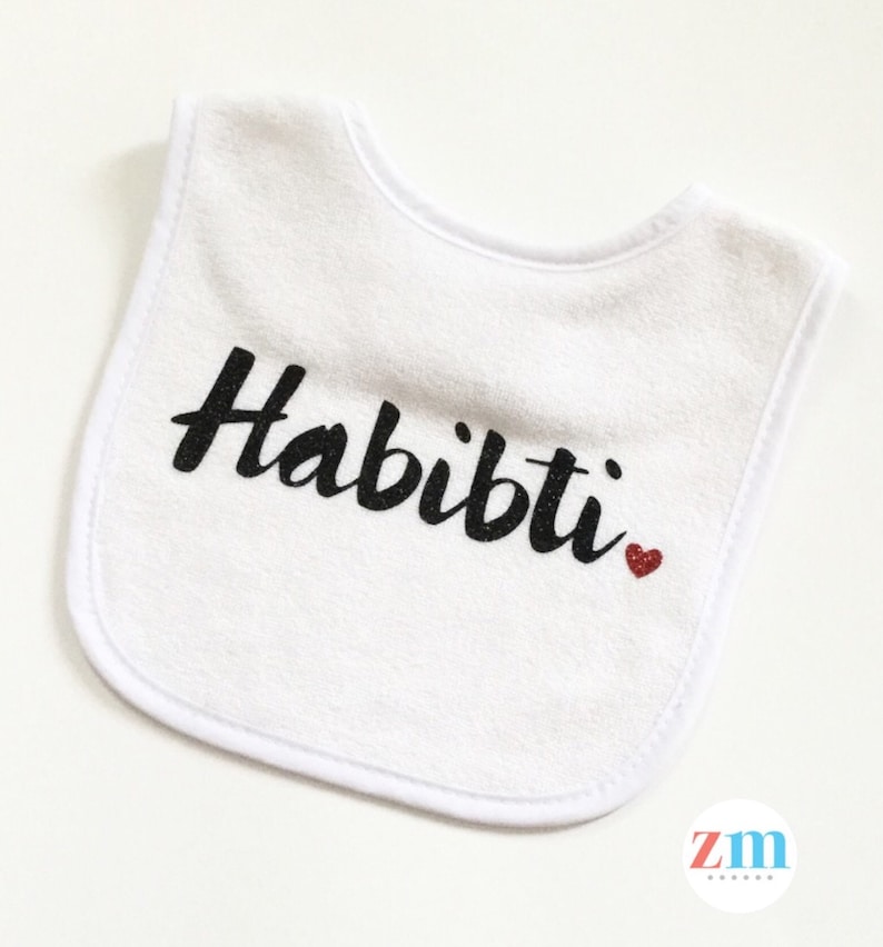 Habibi Habibti Baby Bib, Heart, Islamic, Muslim, Cute Baby Boy Girl ...