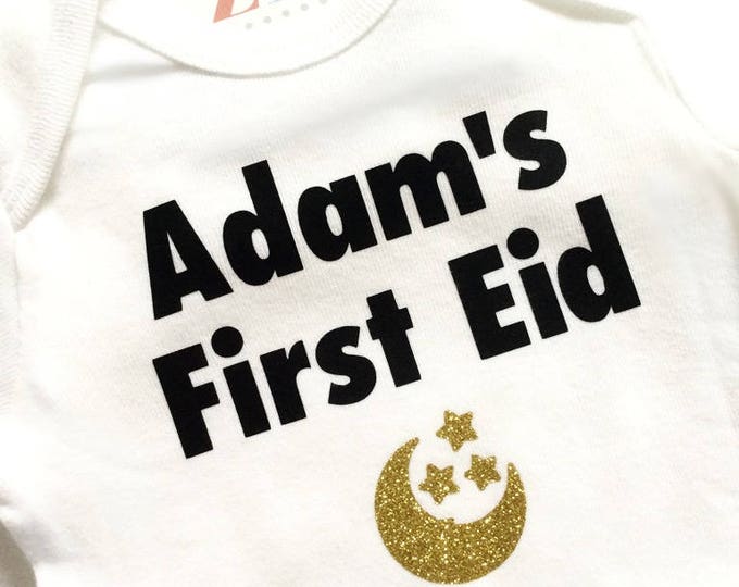 My First 1st Eid Personalized Bodysuit T-shirt, Eid Mubarak, Eidi ...