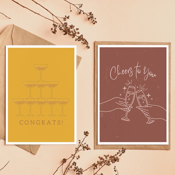 Set of 5 Printable Congratulations Cards / Instant Download / - Etsy