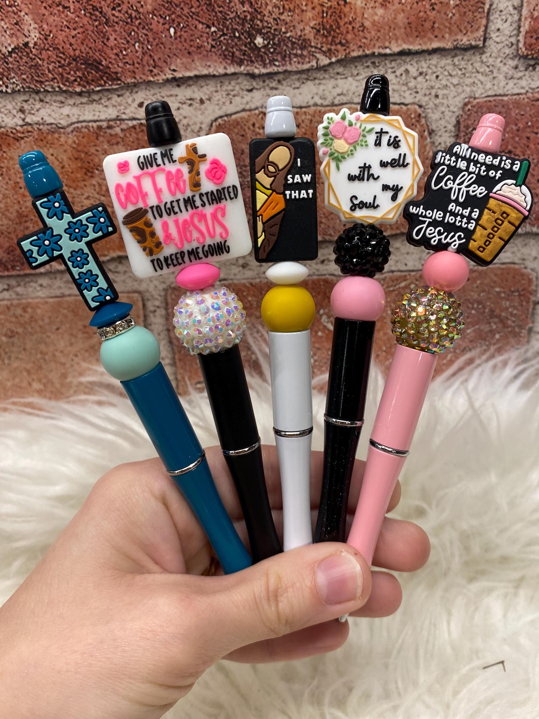 Jesus Christian Silicone Beaded Ink Pens God Religious Bead Ballpoint ...