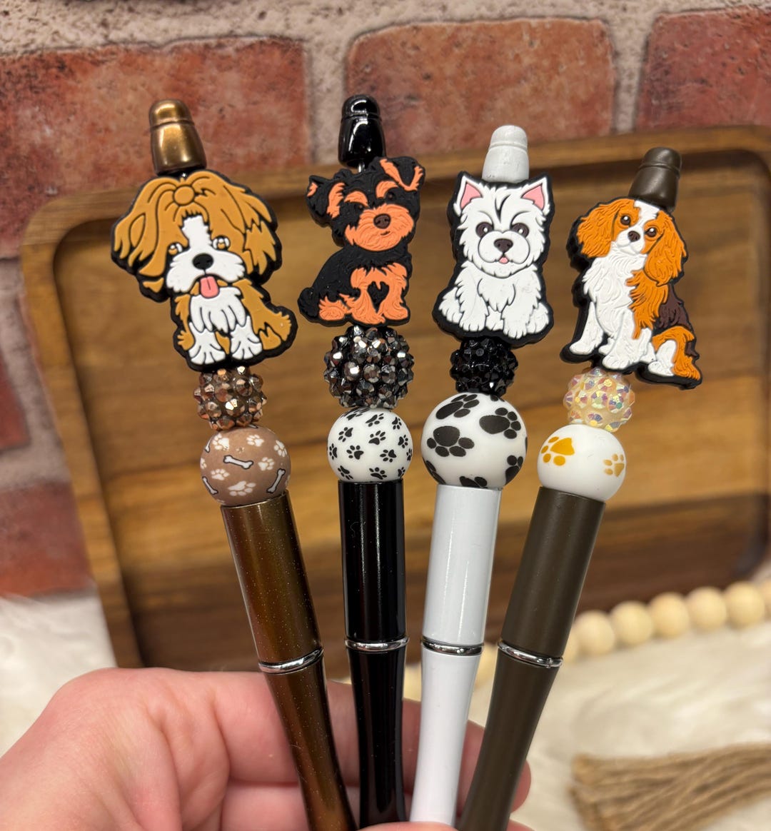 Dog Silicone Beaded Pen, Ballpoint Ink Pen, Beadable Pens, Dogs ...