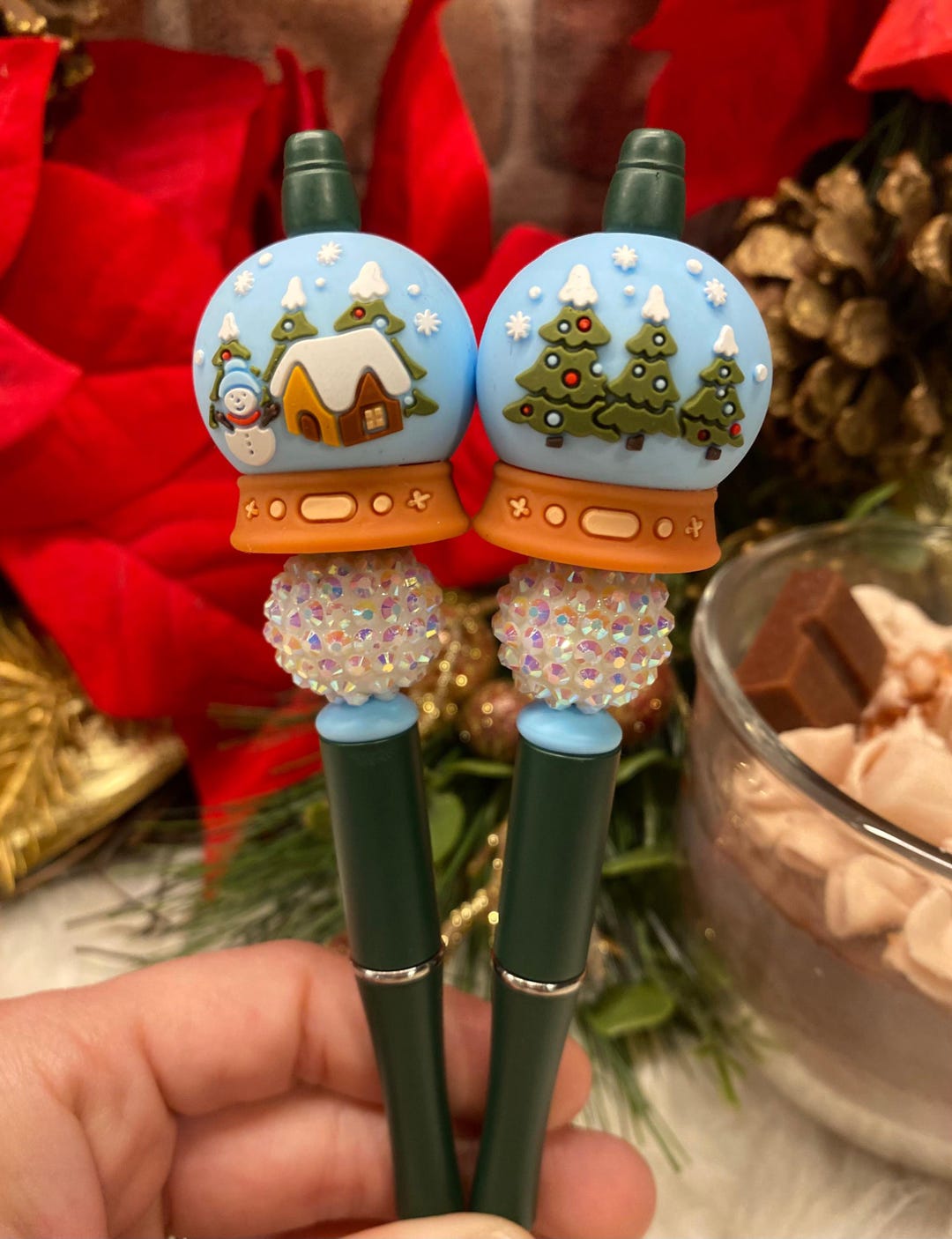 3D Snowglobe Beaded Ballpoint Ink Pen Beadable Pens - Etsy