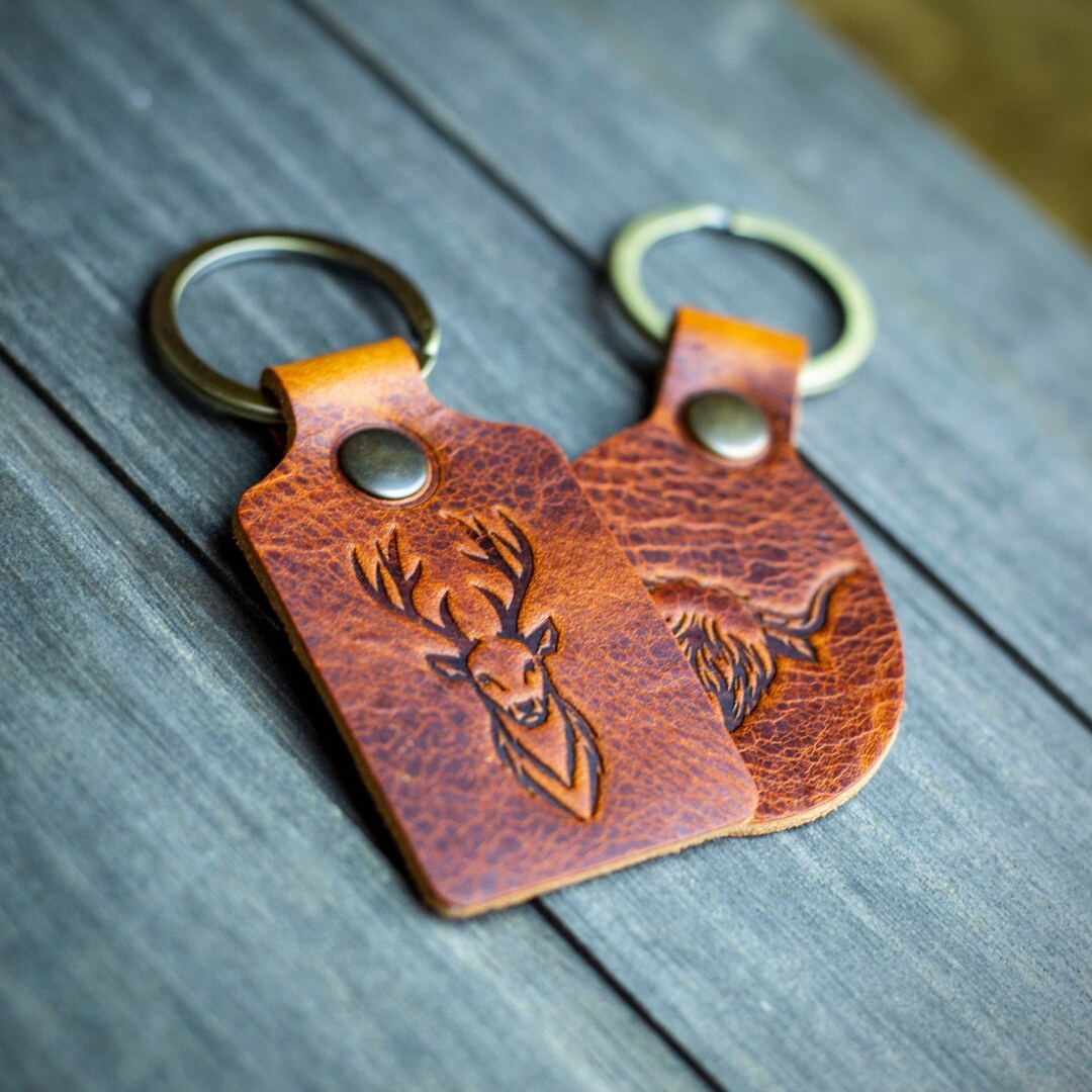 Handmade Leather Highland Stag Key Chain: Scottish Souvenir - Etsy