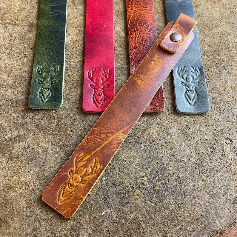 Handcrafted Leather Bookmark With Highland Stag - Handmade Personalised ...