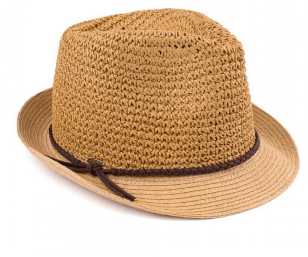 Tan Paper Fedora With Braided Accent - Etsy