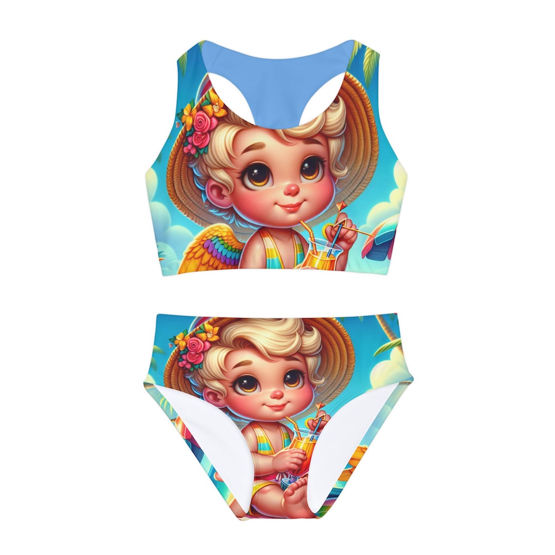 Cupid Swimsuit, AI Artwork, Girls Bathing Suit, Summer Beachwear, Two ...