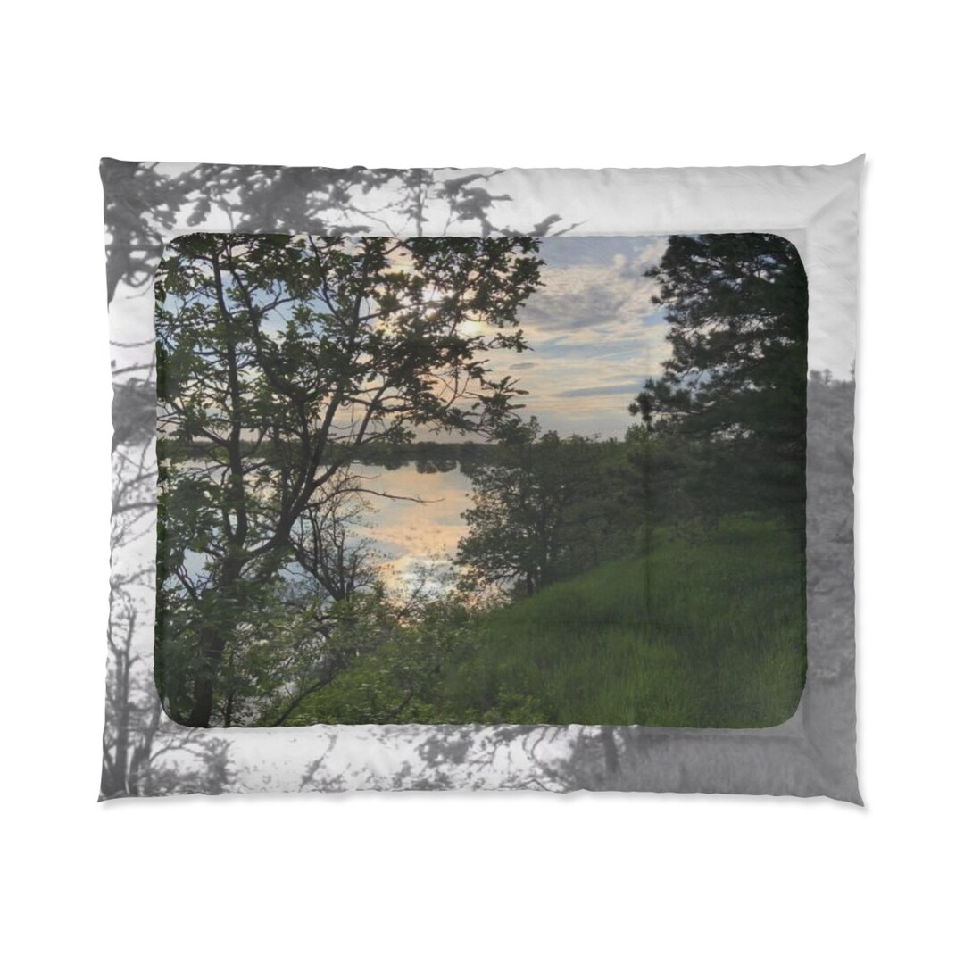 Comforter Prairie Lake Scene Bedding Set, Nature Inspired Duvet Cover ...
