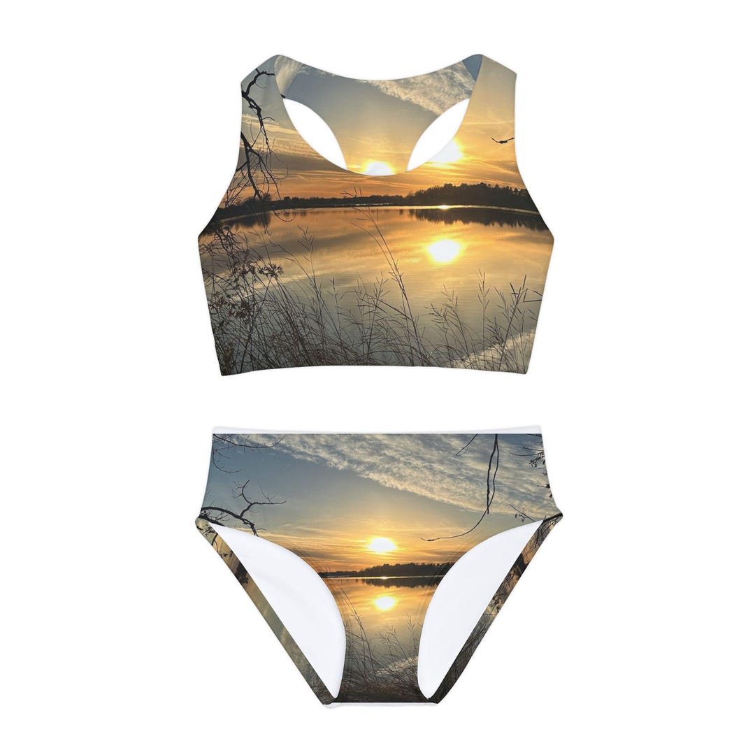 Lake Shore Sunrise Two Piece Swimsuit, Beachwear, Girls Swim Set, Lake ...